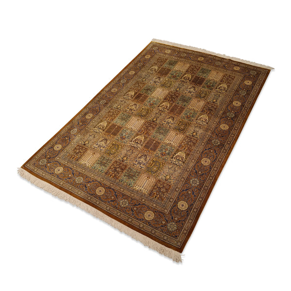 4' 4 x 6' 8 Silk Persian Qom Garden of Eden Hand Knotted Rug – Rugshook